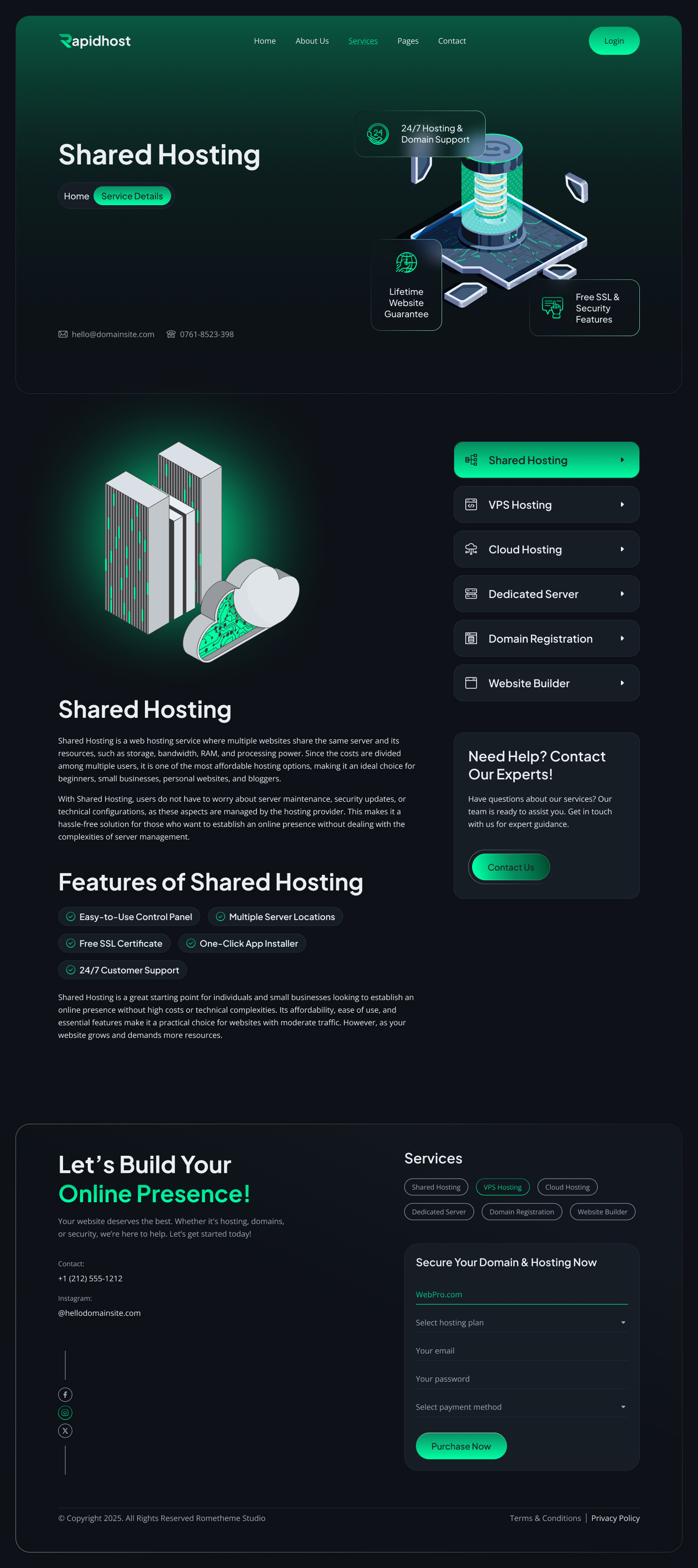 Rapidhost - Web Hosting & Domain Services Figma Template by Rometheme